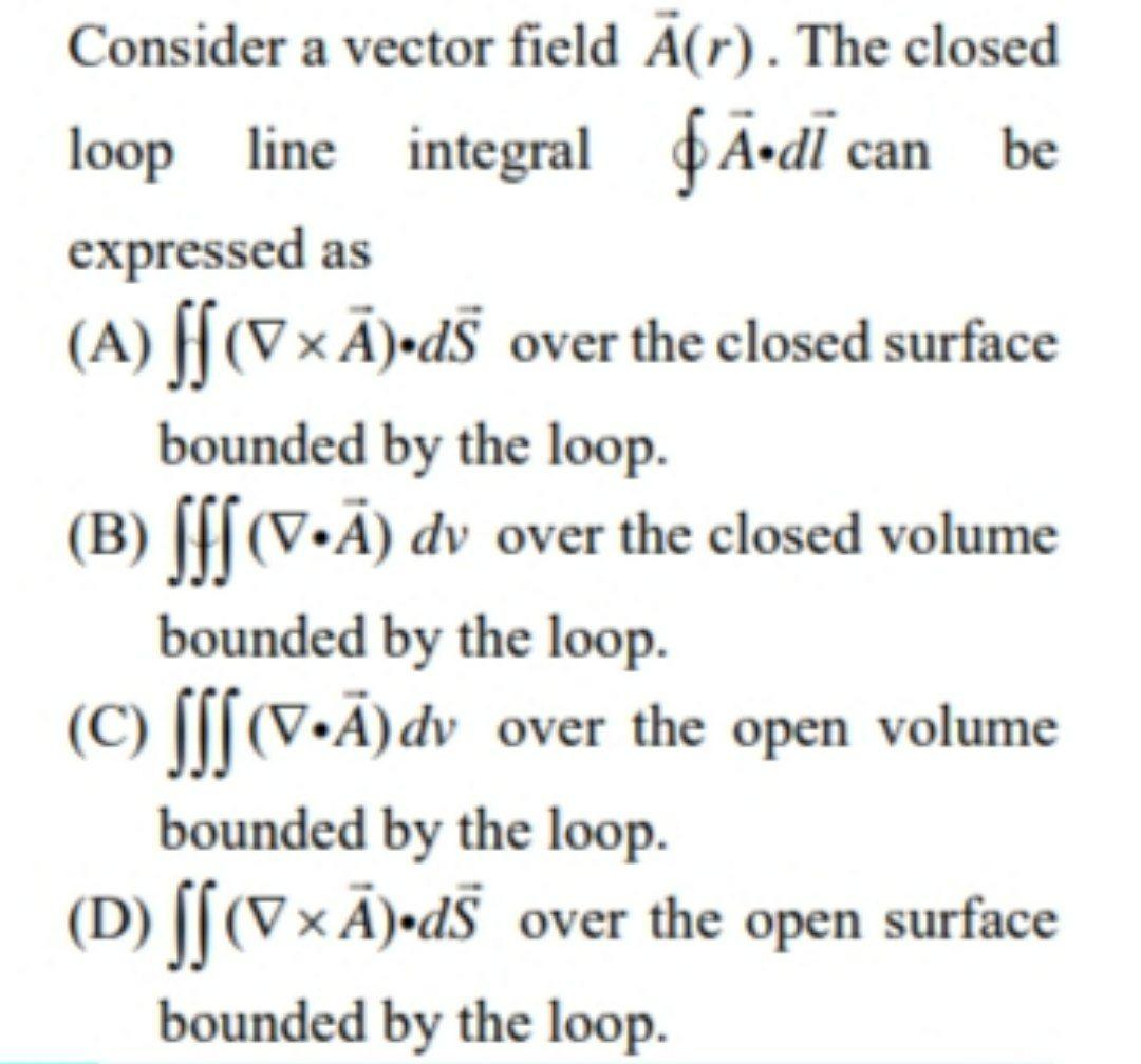 Solved Consider a vector field Ä(r). The closed loop line | Chegg.com