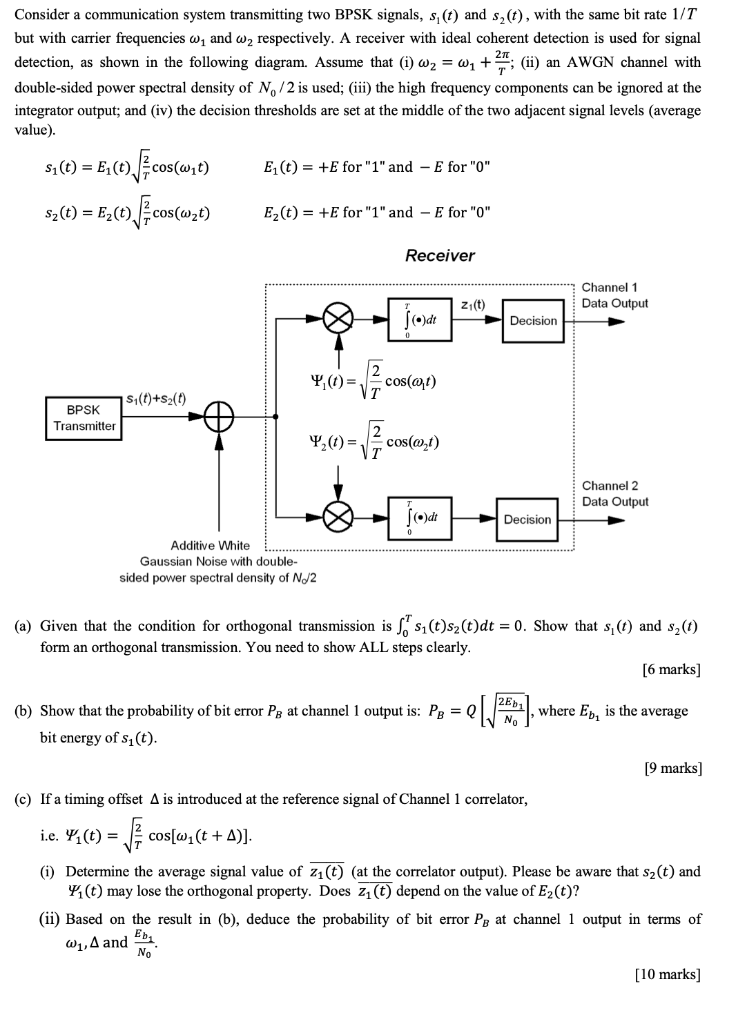 + Consider a communication system transmitting two | Chegg.com