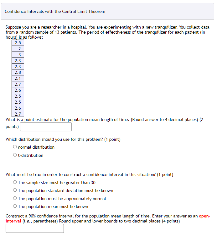 Confidence Intervals with the Central Limit Theorem | Chegg.com