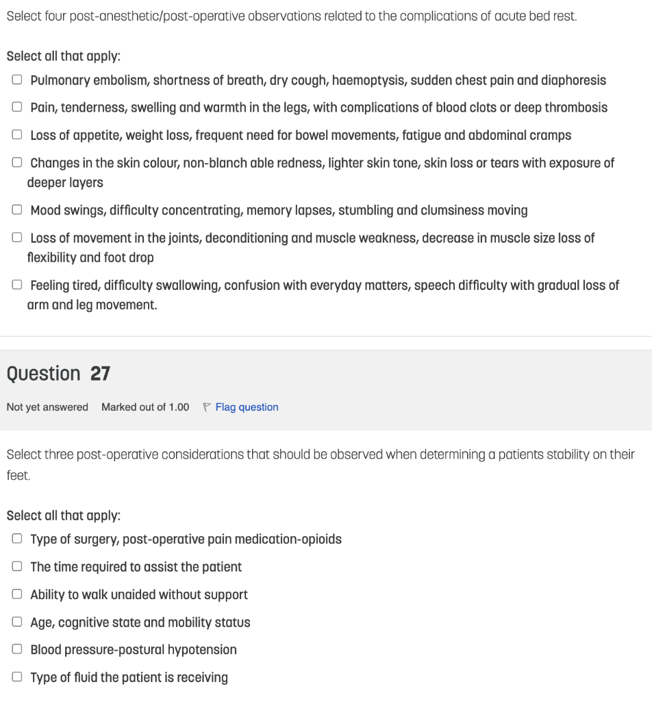 Solved Select four post-anesthetic/post-operative | Chegg.com