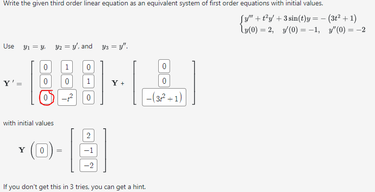 Solved Write the given third order linear equation as an | Chegg.com