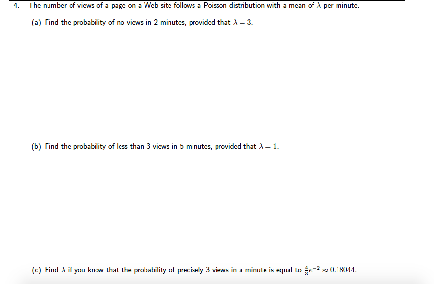 Solved The number of views of a page on a Web site follows a | Chegg.com