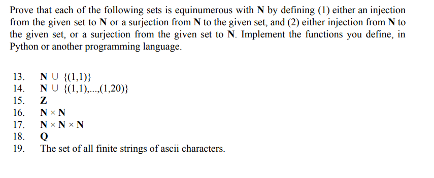 Solved Prove that each of the following sets is equinumerous | Chegg.com