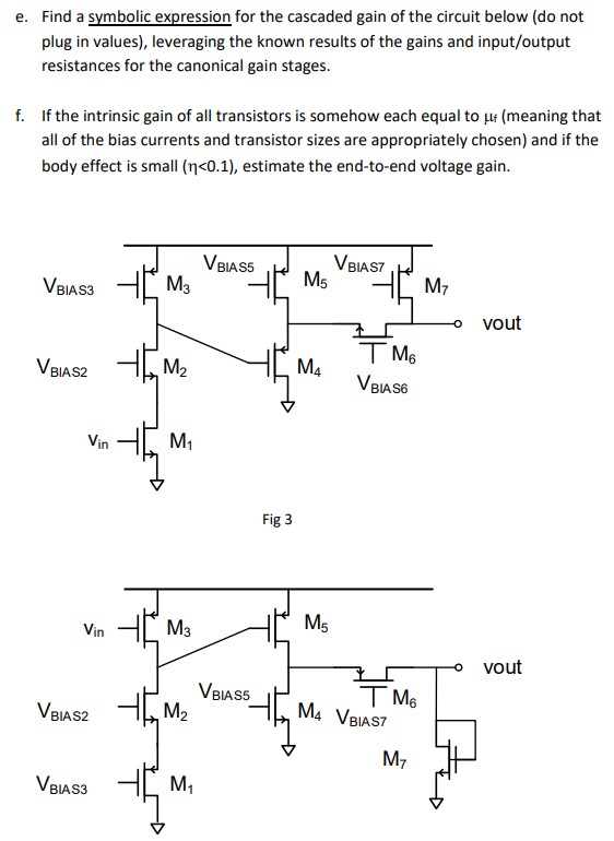 e. Find a symbolic expression for the cascaded gain | Chegg.com
