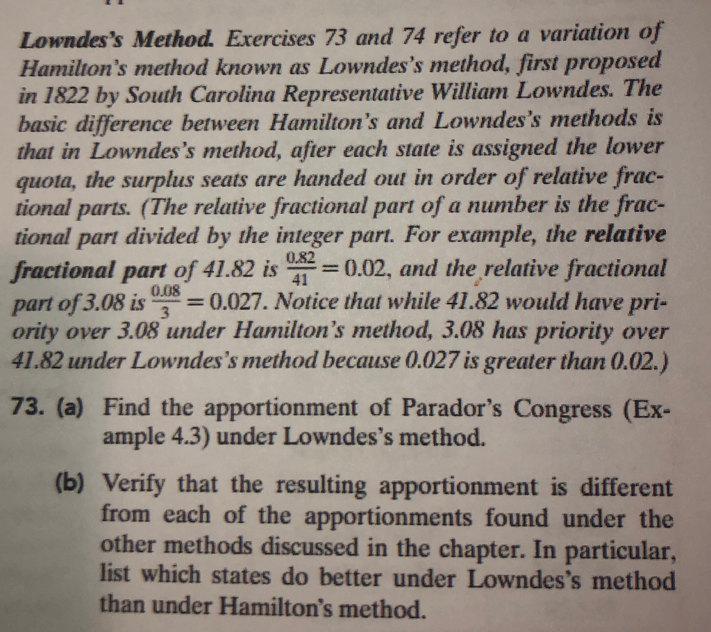 Lowndes's Method. Exercises 73 and 74 refer to a | Chegg.com