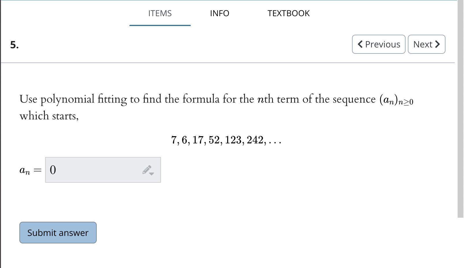 Solved Use polynomial fitting to find the formula for the | Chegg.com
