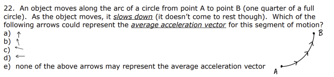 Solved 22. An object moves along the arc of a circle from | Chegg.com