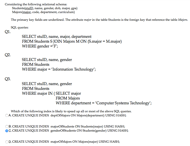 Solved Considering the following relational schema: | Chegg.com