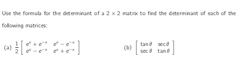 Solved Use the formula for the determinant of a 2 x 2 matrix | Chegg.com