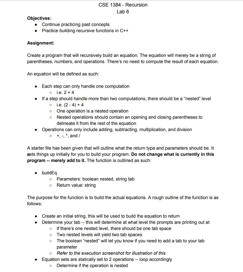 Create a program that will recursively build an | Chegg.com