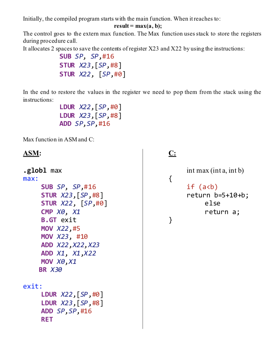 Solved 1 Procedure Call Stack Preserving And Restoring 1201