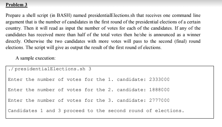 Solved Problem 3 Prepare a shell script (in BASH) named | Chegg.com