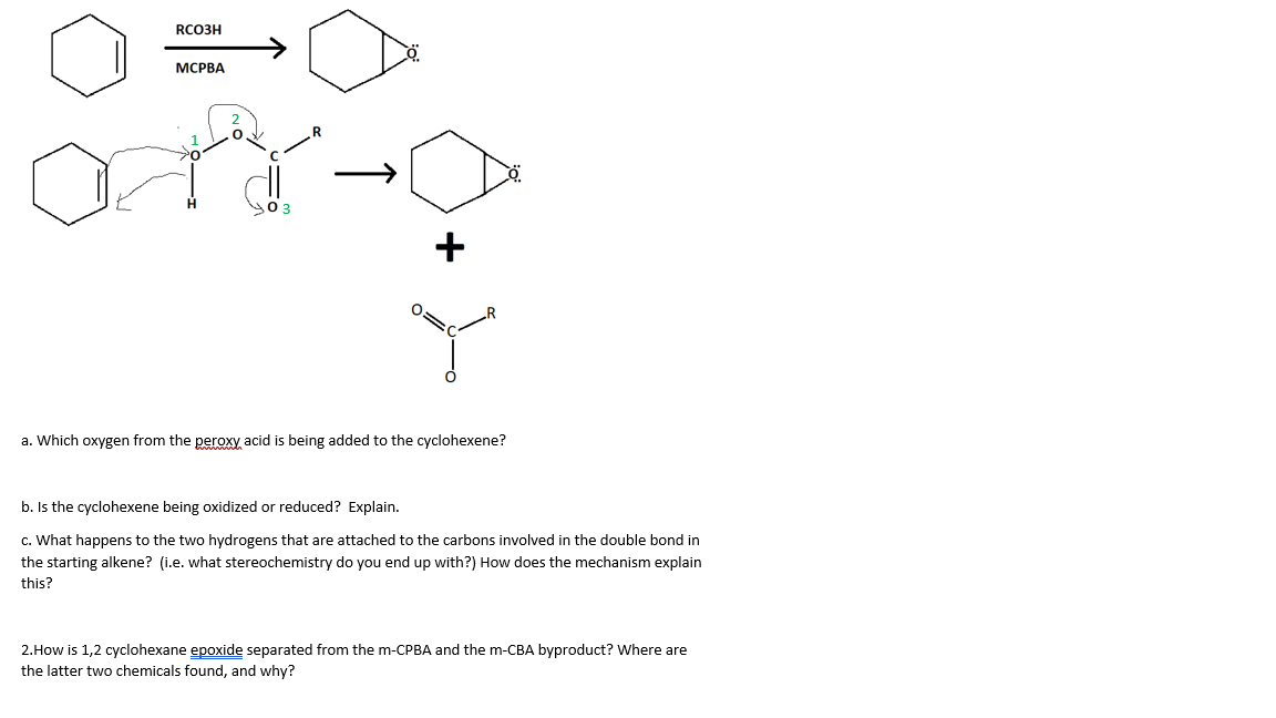 Solved RCO3H МСРВА O 3 a. Which oxygen from the peroxy acid | Chegg.com