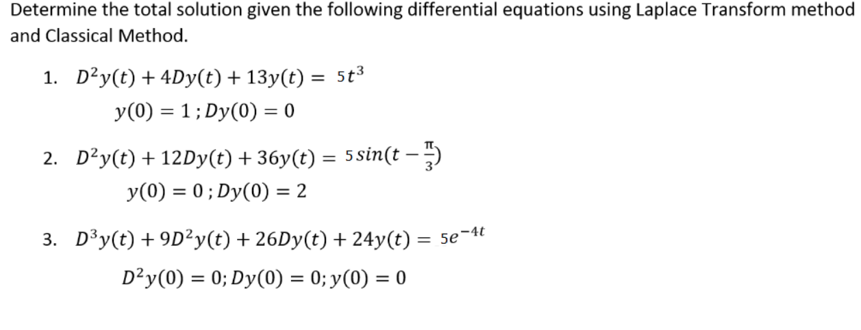 Solved Determine the total solution given the following | Chegg.com