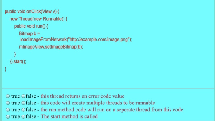 Solved public void onClick(View v) f new Thread(new | Chegg.com