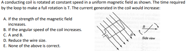 Solved A conducting coil is rotated at constant speed in a | Chegg.com