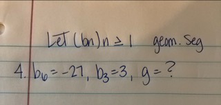 Solved Let (bn)n⩾1 geom. seg 4. b6=−27,b3=3,g= ? | Chegg.com