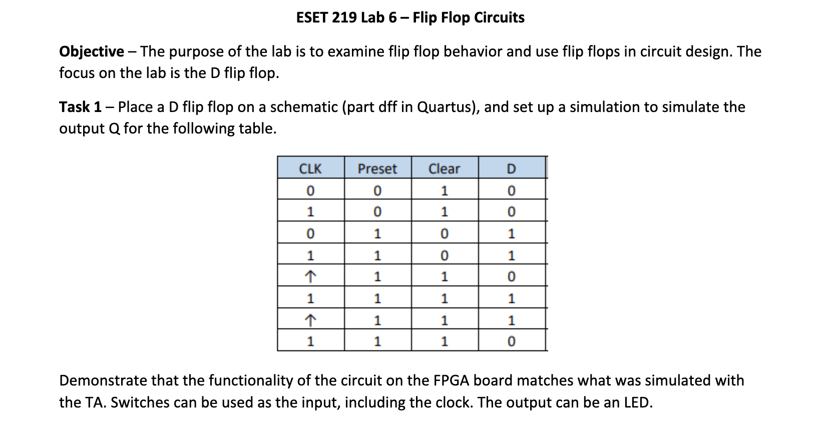 Solved Task 1 - ﻿Place a D flip flop on a schematic (part | Chegg.com