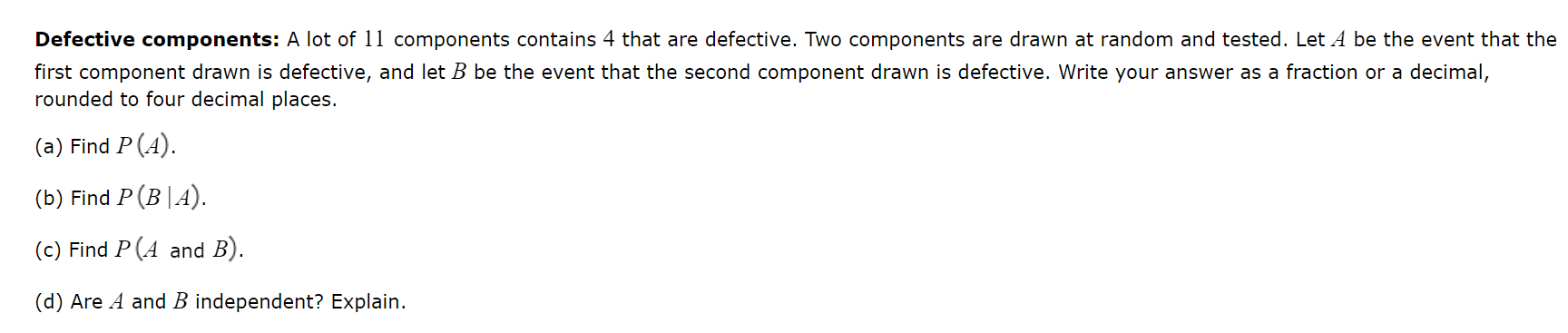 Solved Defective components: A lot of 11 ﻿components | Chegg.com