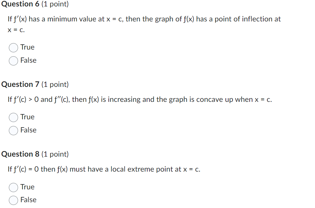 Solved The graph of f(x) has an inflection point at x=c so | Chegg.com
