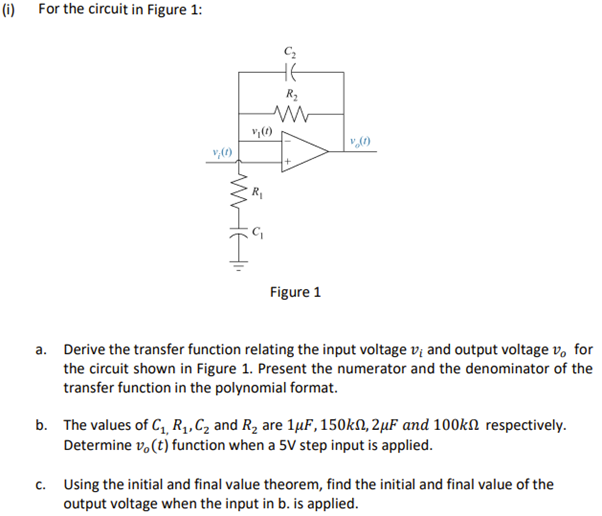 Solved (i) For the circuit in Figure 1: Figure 1 a. Derive | Chegg.com
