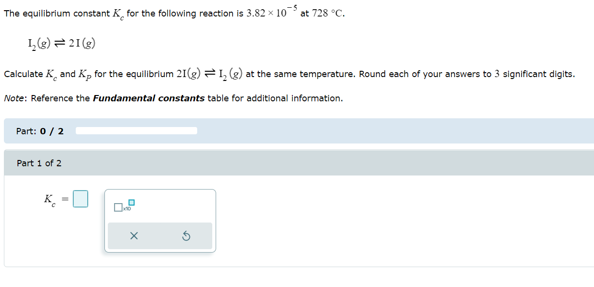 Solved The Equilibrium Constant Kc For The Following