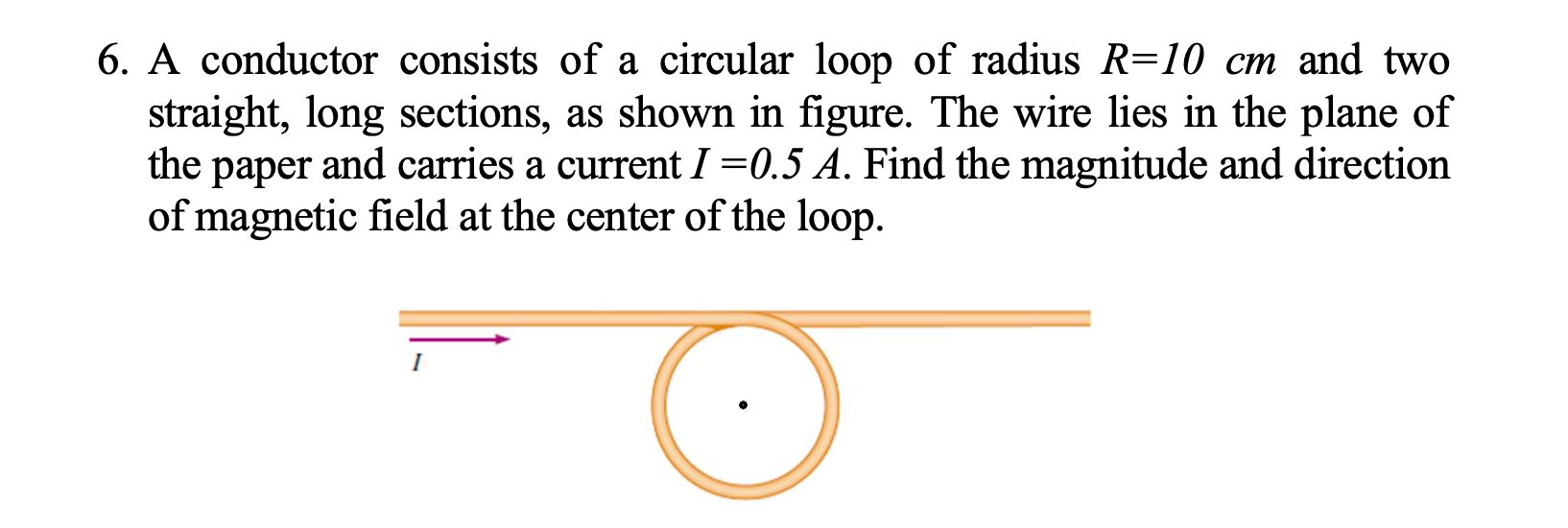 Solved 6. A conductor consists of a circular loop of radius | Chegg.com