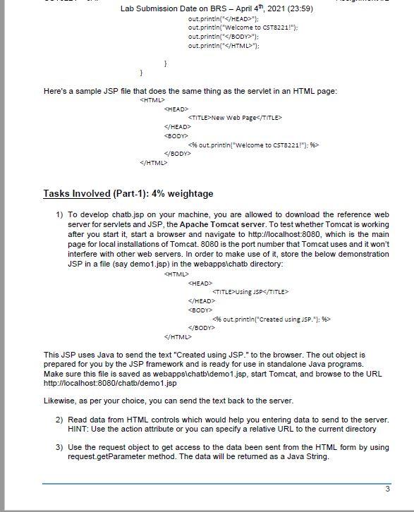 Solved Assignment 2: Create an Internet based virtual chat | Chegg.com