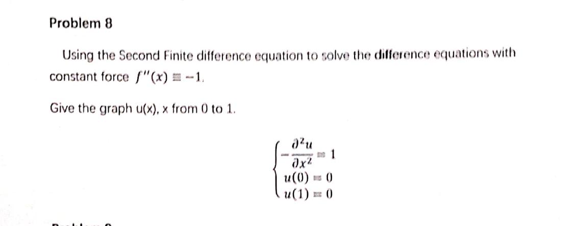 Solved Problem 8Using the Second Finite difference equation | Chegg.com