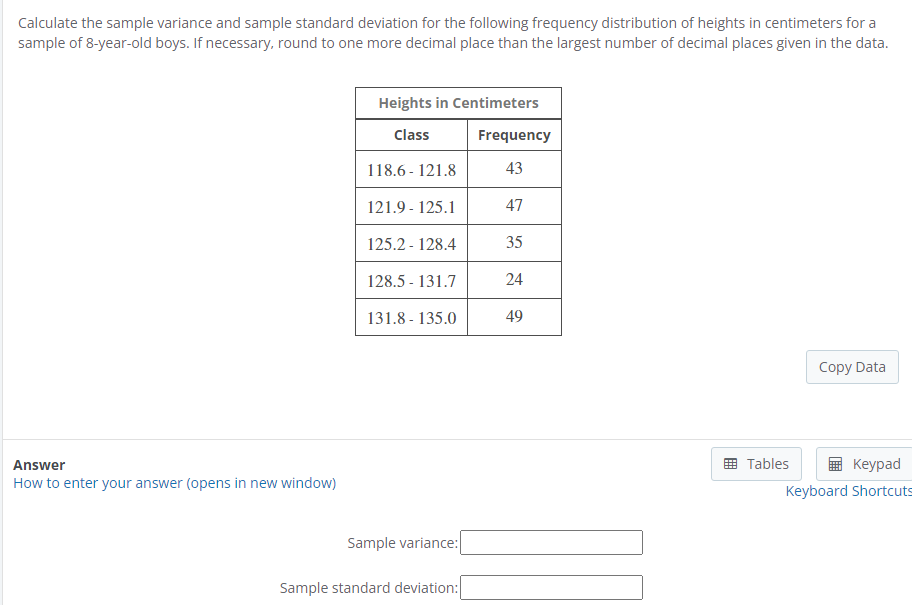 Solved Calculate the sample variance and sample standard | Chegg.com