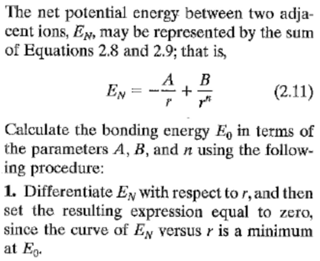 Solved The net potential energy between two adja- cent ions, | Chegg.com