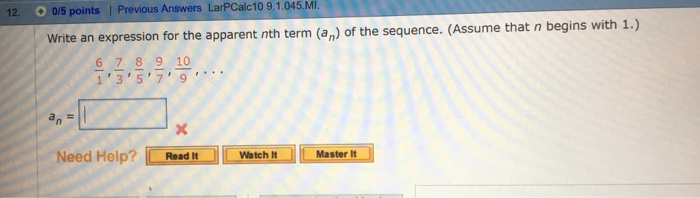 Solved 12. Write an expression for the apparent nth term | Chegg.com