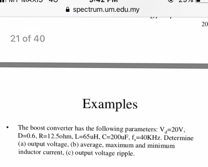 Solved a spectrum.um.edu.my 20 21 of 40 Examples The boost | Chegg.com