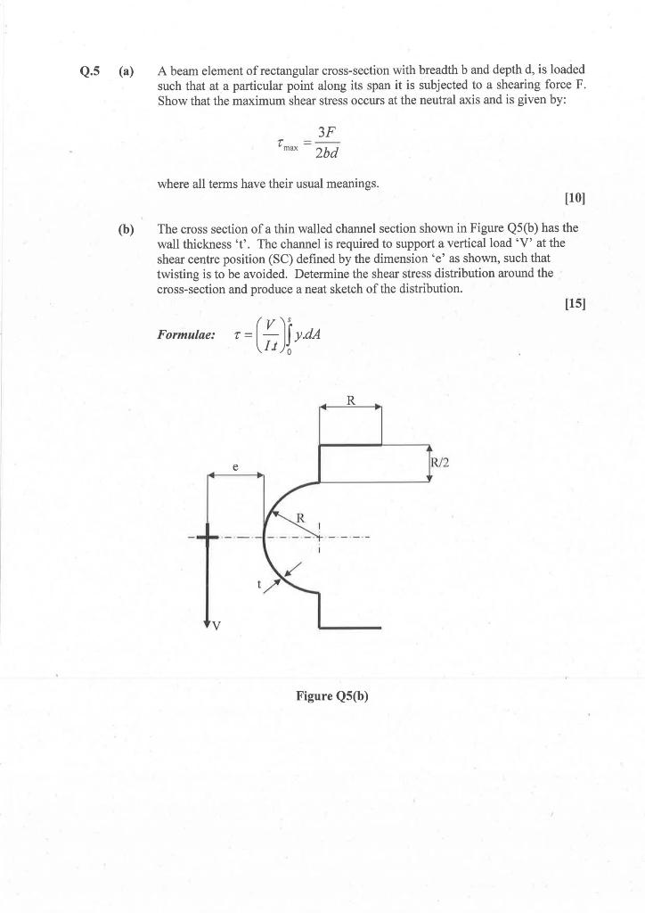 Solved Q.5 (a) A beam element of rectangular cross-section | Chegg.com