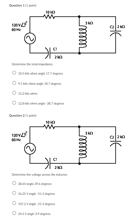 Solved This is a Series-PArallel AC circuit RLC solve both | Chegg.com