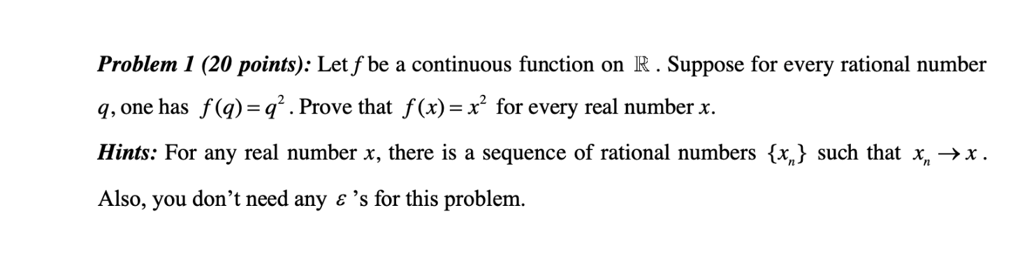 Solved Problem 1 (20 points): Let f be a continuous function | Chegg.com Solved Problem 1 (20 points): Let f be a continuous function | Chegg.com