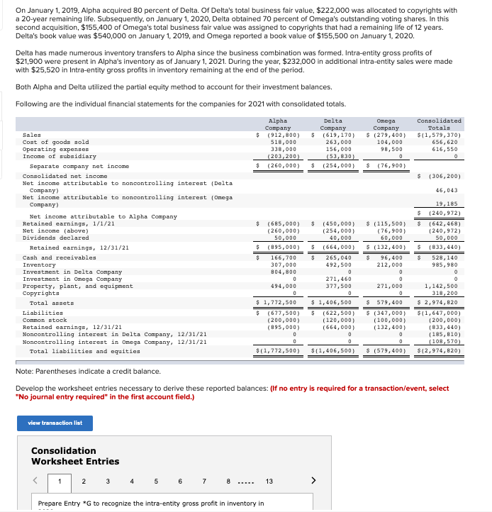 Solved Prepare Entry *G to recognize the intra-entity gross | Chegg.com