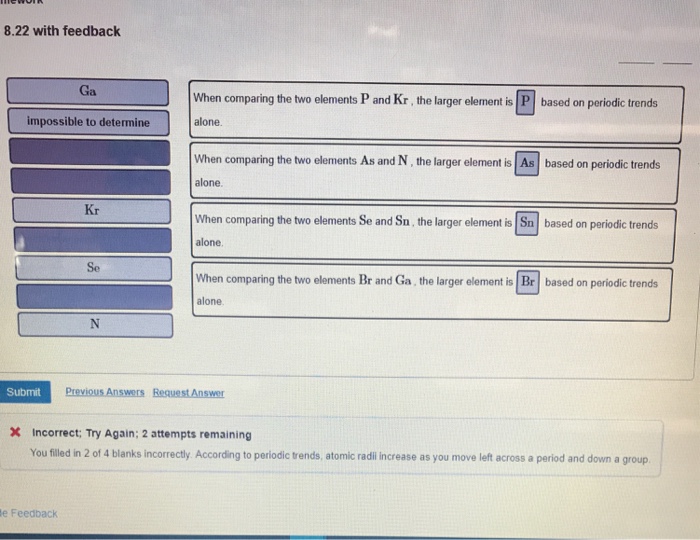 Solved 8.22 with feedback Ga When comparing the two elements | Chegg.com