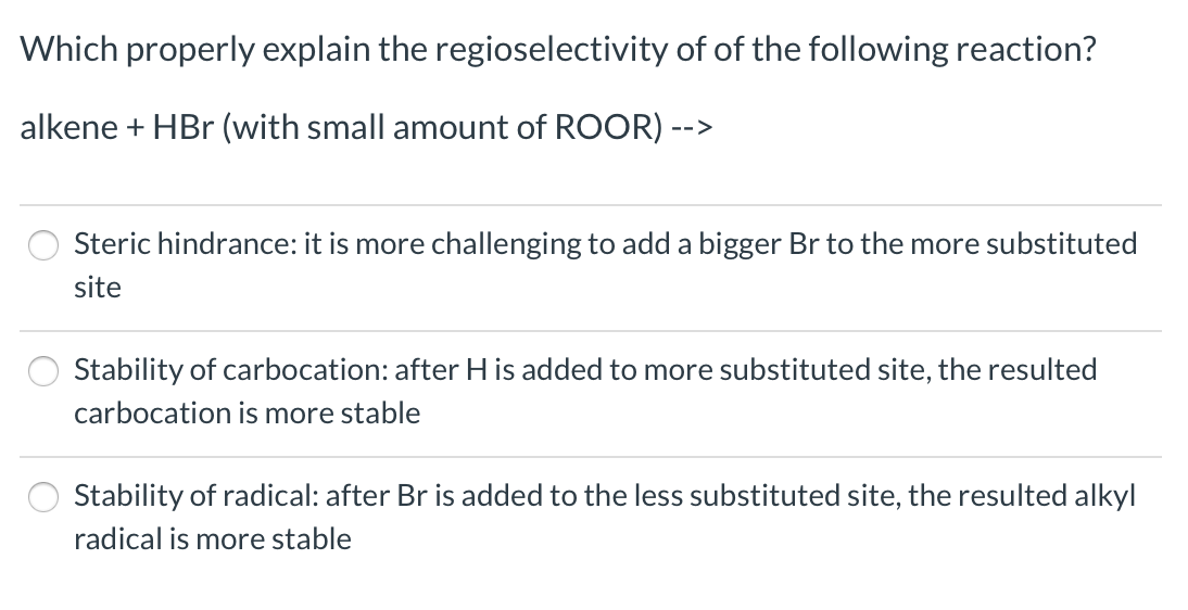 Solved Which properly explain the regioselectivity of of the | Chegg.com