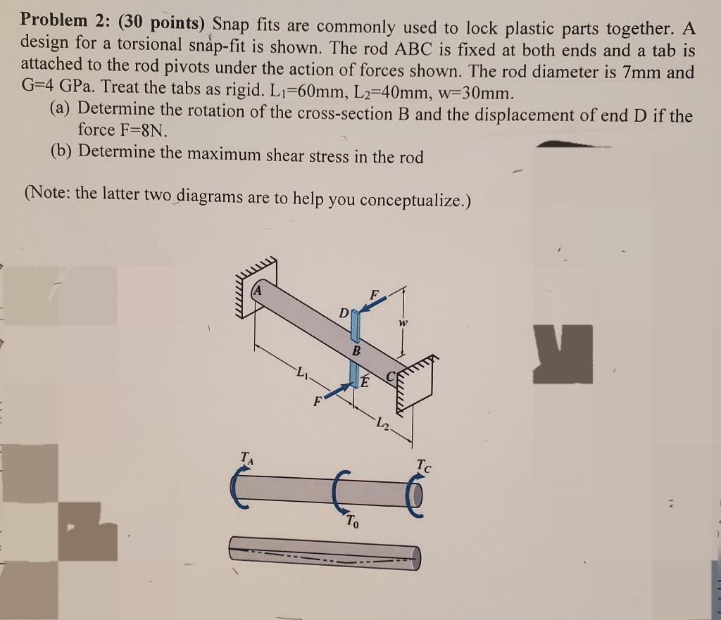 Solved Problem 2: (30 points) Snap fits are commonly used to | Chegg.com