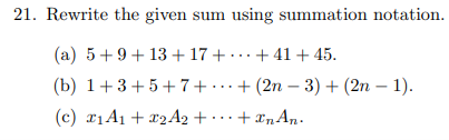 Solved 21. Rewrite the given sum using summation | Chegg.com
