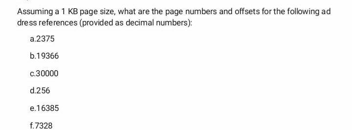 Solved Assuming a 1 KB page size, what are the page numbers | Chegg.com