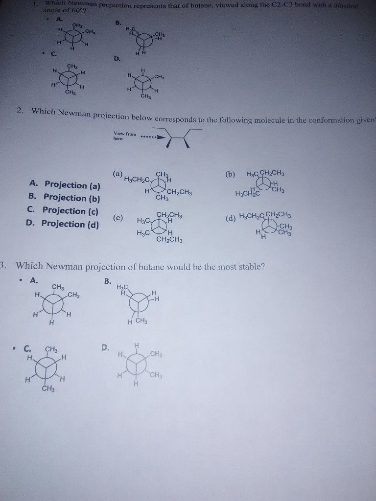 Solved Which Newman projection represents that of butane, | Chegg.com