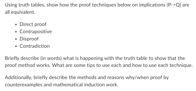 Solved Using truth tables, show how the proof techniques | Chegg.com