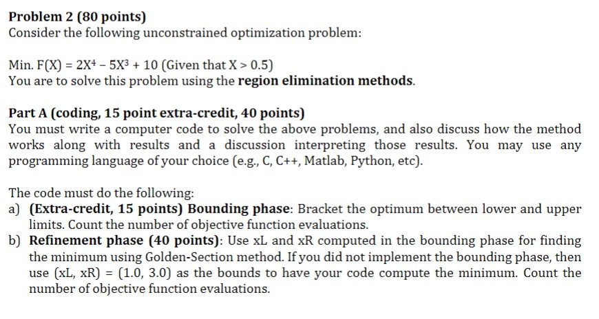 Problem 2 (80 points) Consider the following | Chegg.com