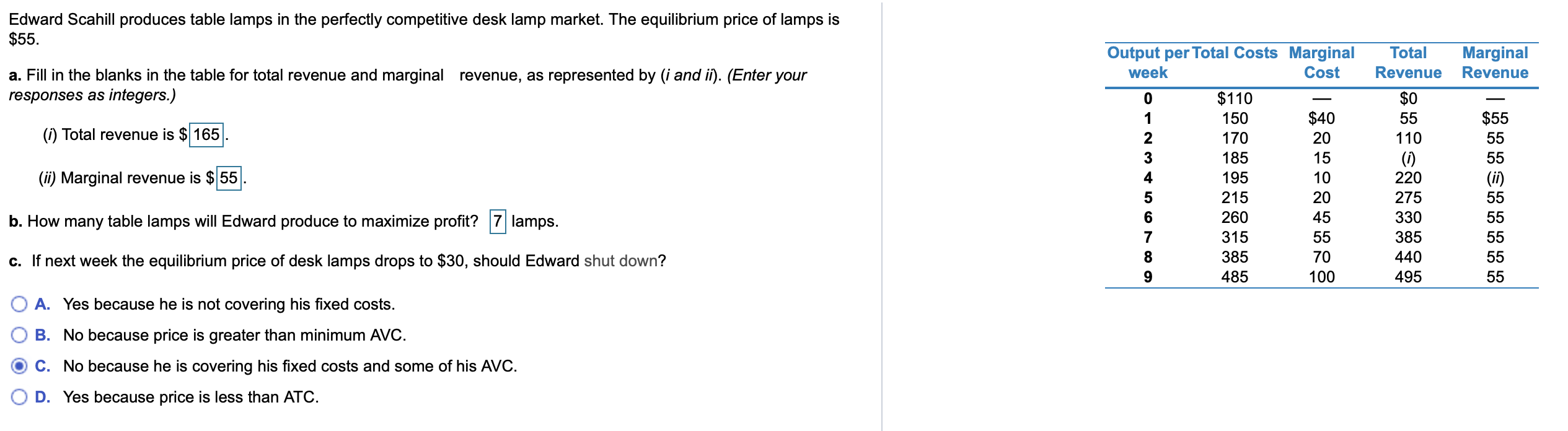 Solved Edward Scahill produces table lamps in the perfectly | Chegg.com