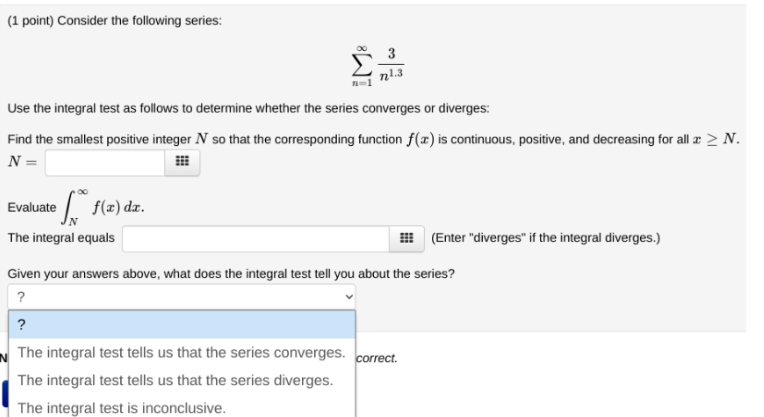 Solved (1 point) Consider the following series: Analyze | Chegg.com