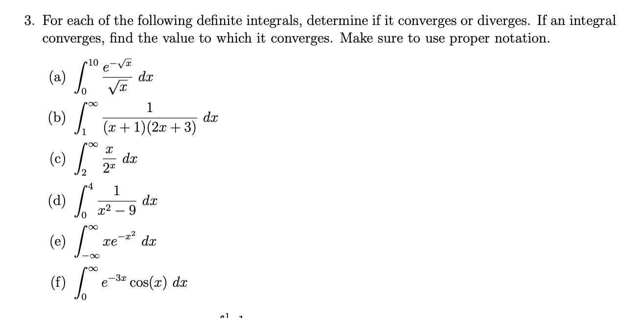 Solved 3. For each of the following definite integrals, | Chegg.com