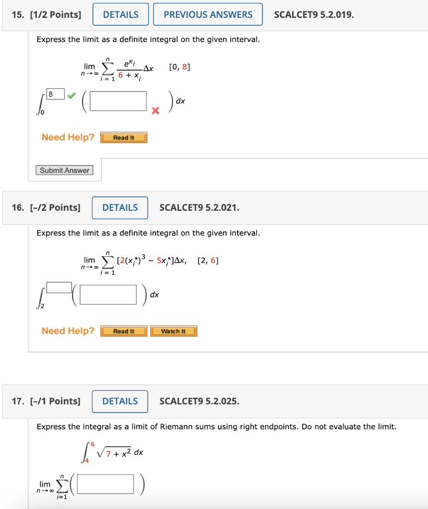 Solved 15. [1/2 Points] DETAILS PREVIOUS ANSWERS SCALCET9 | Chegg.com