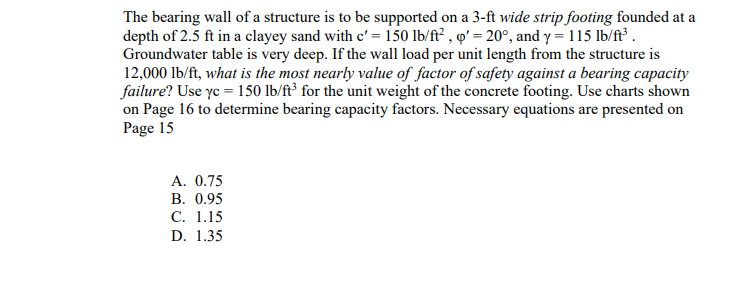 Solved Equations for computations of bearing pressure | Chegg.com